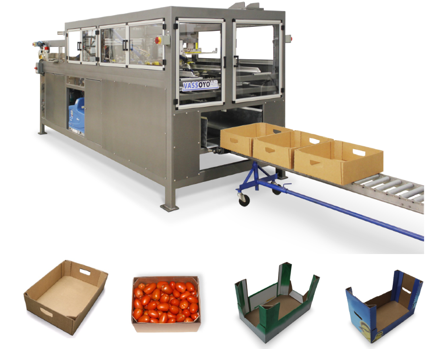 Automatic tray former for triangular corner post trays