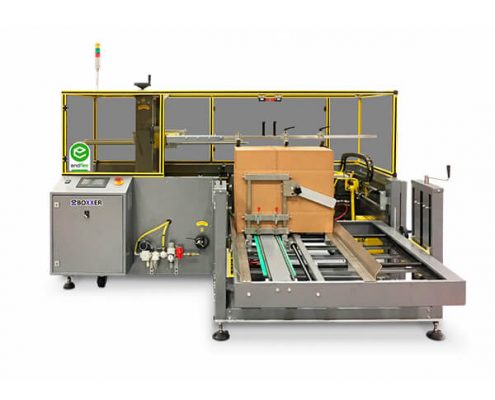 Case erecting and tray forming machines for RSC cases and die cut trays