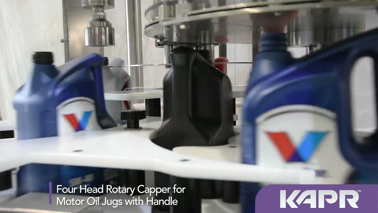 Four Head Rotary Capper for Motor Oil Jugs with Handle