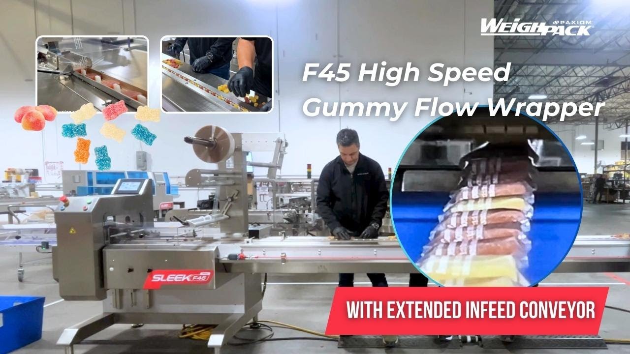 Sleek F45 High-Speed Gummy Flow Wrapping Machine with Extended Infeed ...
